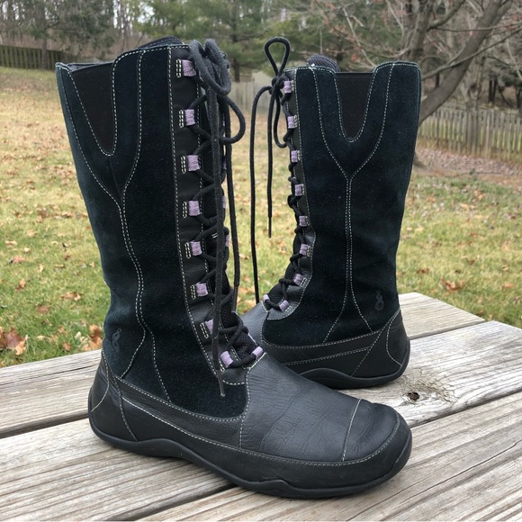 Ahnu | Shoes | Ahnu Madera Tall Black Leather Laceup Boots 7 | Poshmark